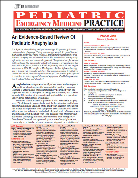 Free sample issue of Emergency Medicine Practice and Pediatric ...